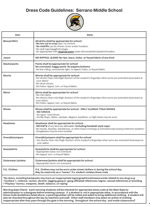 Dress Code Código de Vestimenta / Dress Code 2022-2023 (English)